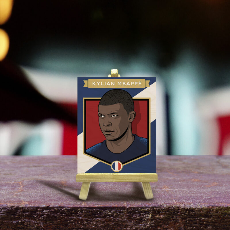 Minimalist Kylian Mbappé Wood Print With Easel Stand | 4X6 Inches ...