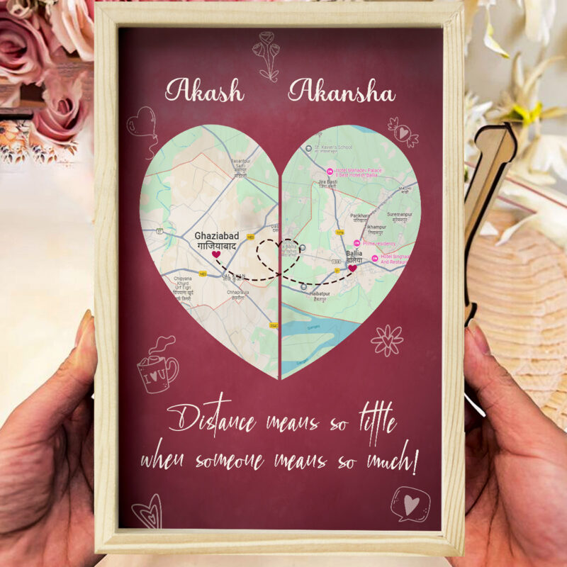 Long Distance Love Map | Personalized | 12x8 Inch - Sblossom