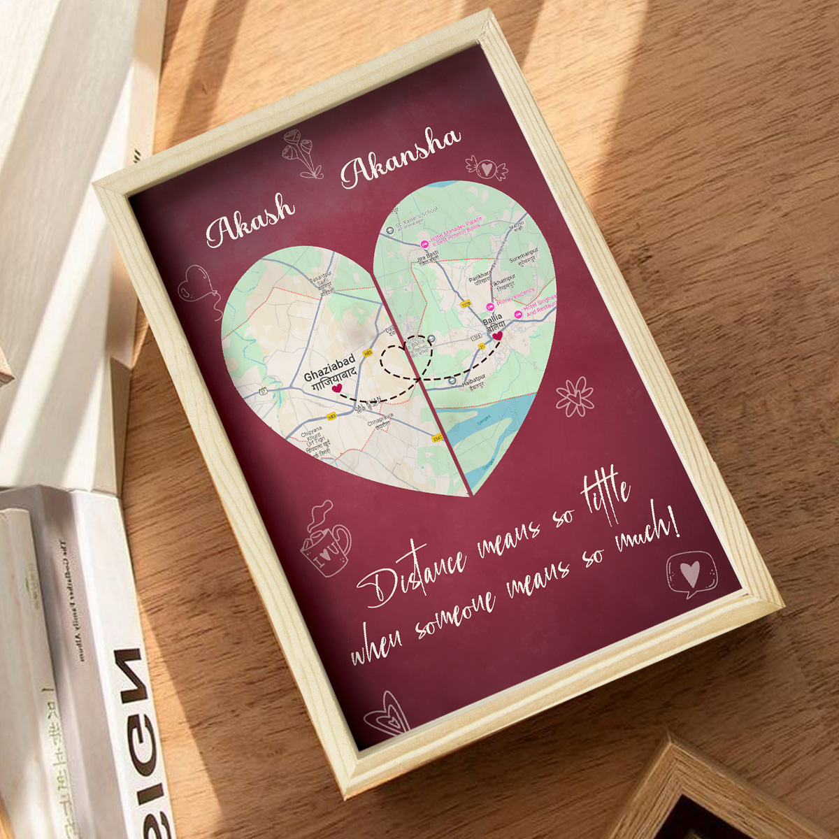 Long Distance Love Map | Personalized | 12x8 Inch - Sblossom